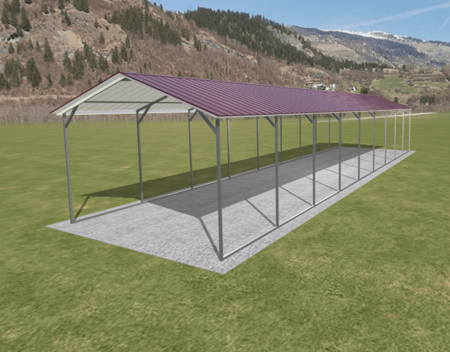 12x45 Vertical Roof Steel Carport - Alan's Factory Outlet